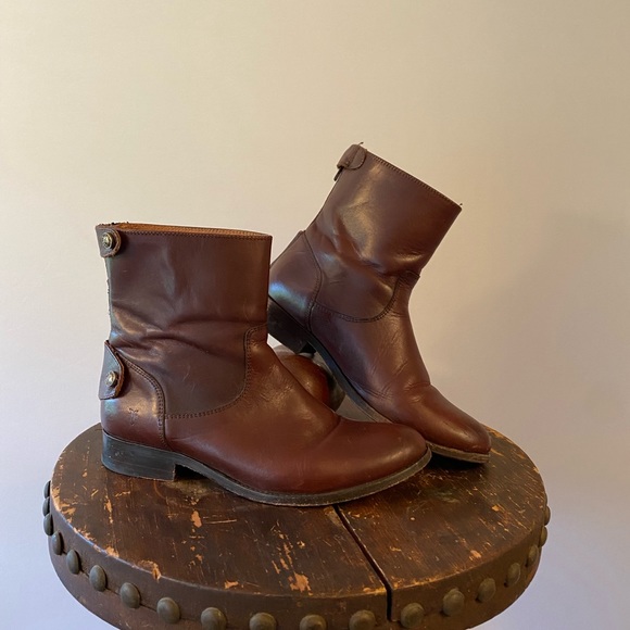 Frye | Shoes | Brown Frye Melissa Short Button Boot Moto Style Great ...
